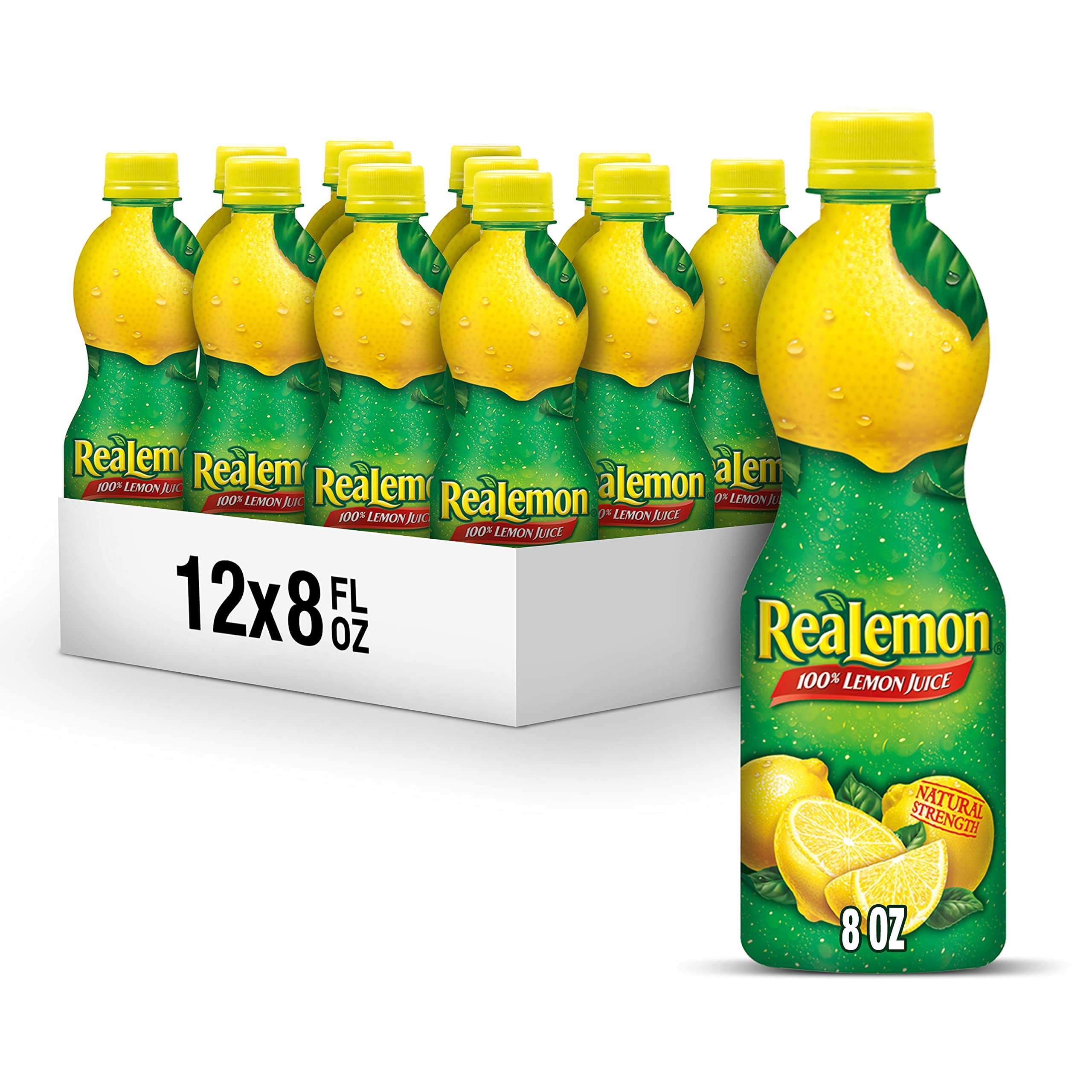 Realemon 100% Lemon Juice, 8 Fl Oz Bottle (Pack Of 12), Made With Lemon ...
