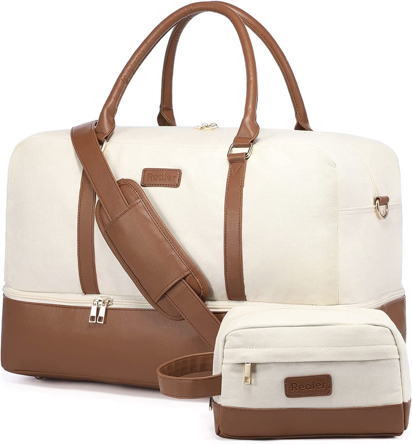 Realer Canvas Weekender Bag for Women, Waterproof Overnight Travel ...
