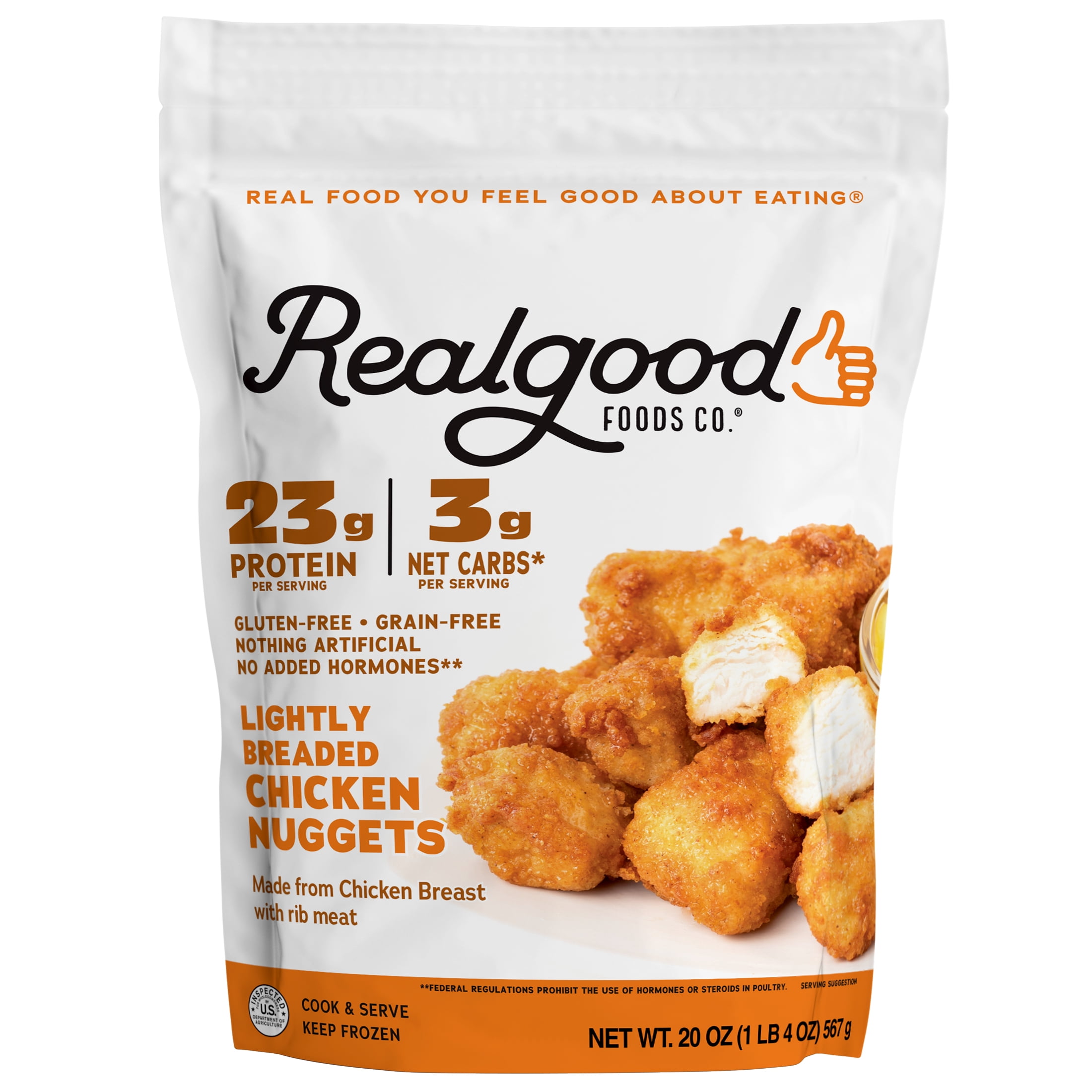 Realgood Foods Co. Lightly Breaded Chicken Breast Nuggets, 20 oz Bag ...
