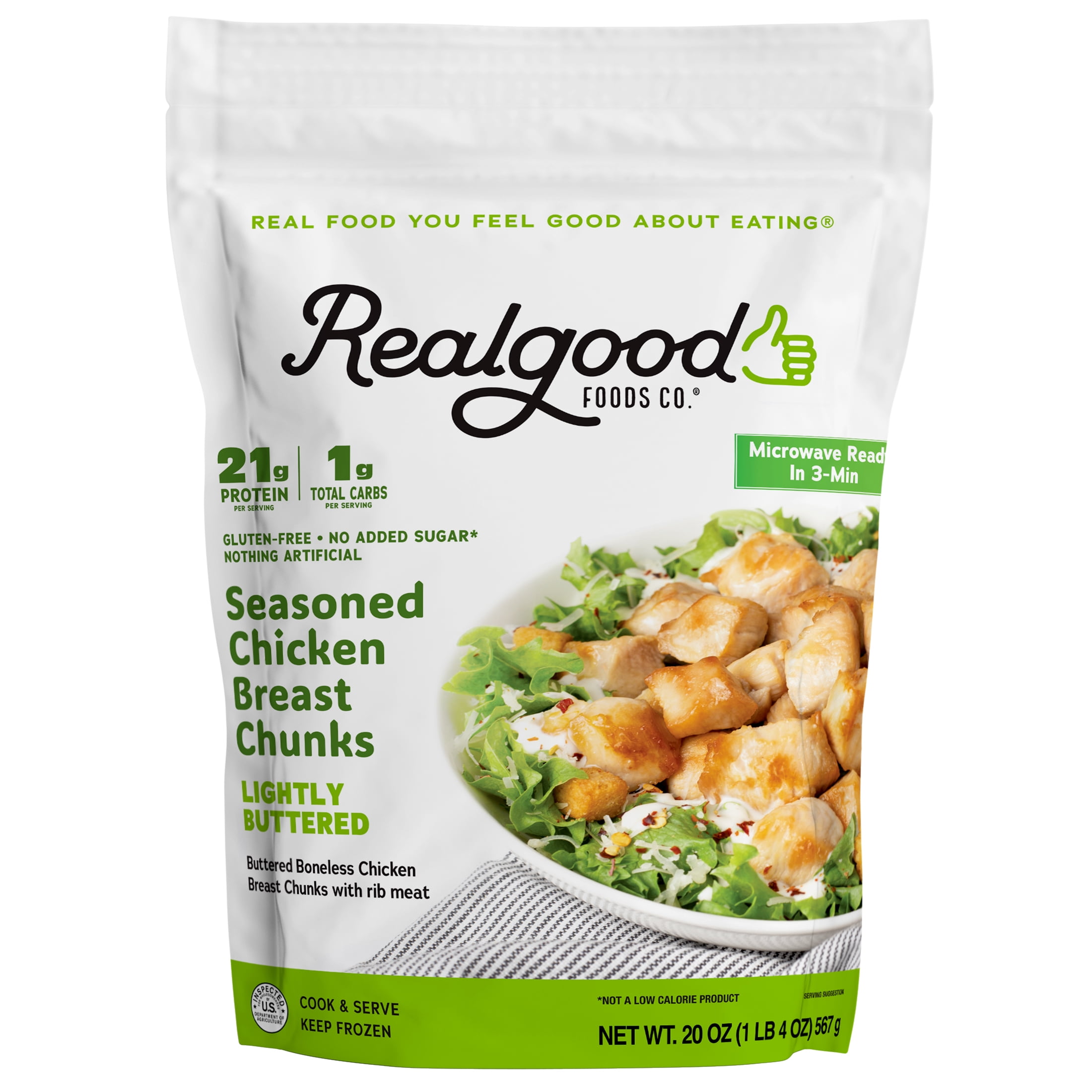 Realgood Foods Co. Lightly Buttered Chicken Breast Nuggets, 20 oz Bag ...