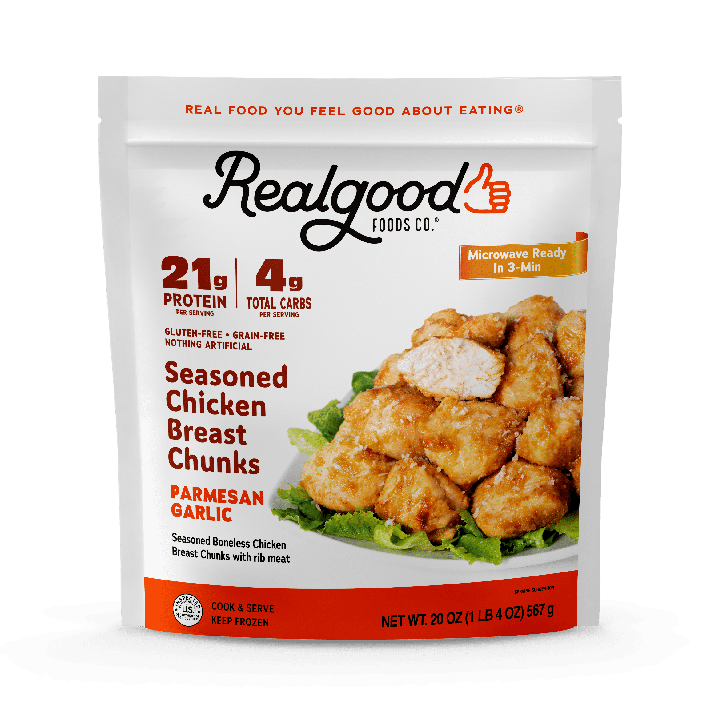 Realgood Foods Co. Parmesan Garlic Chicken Breast Nuggets, 20 oz Bag ...