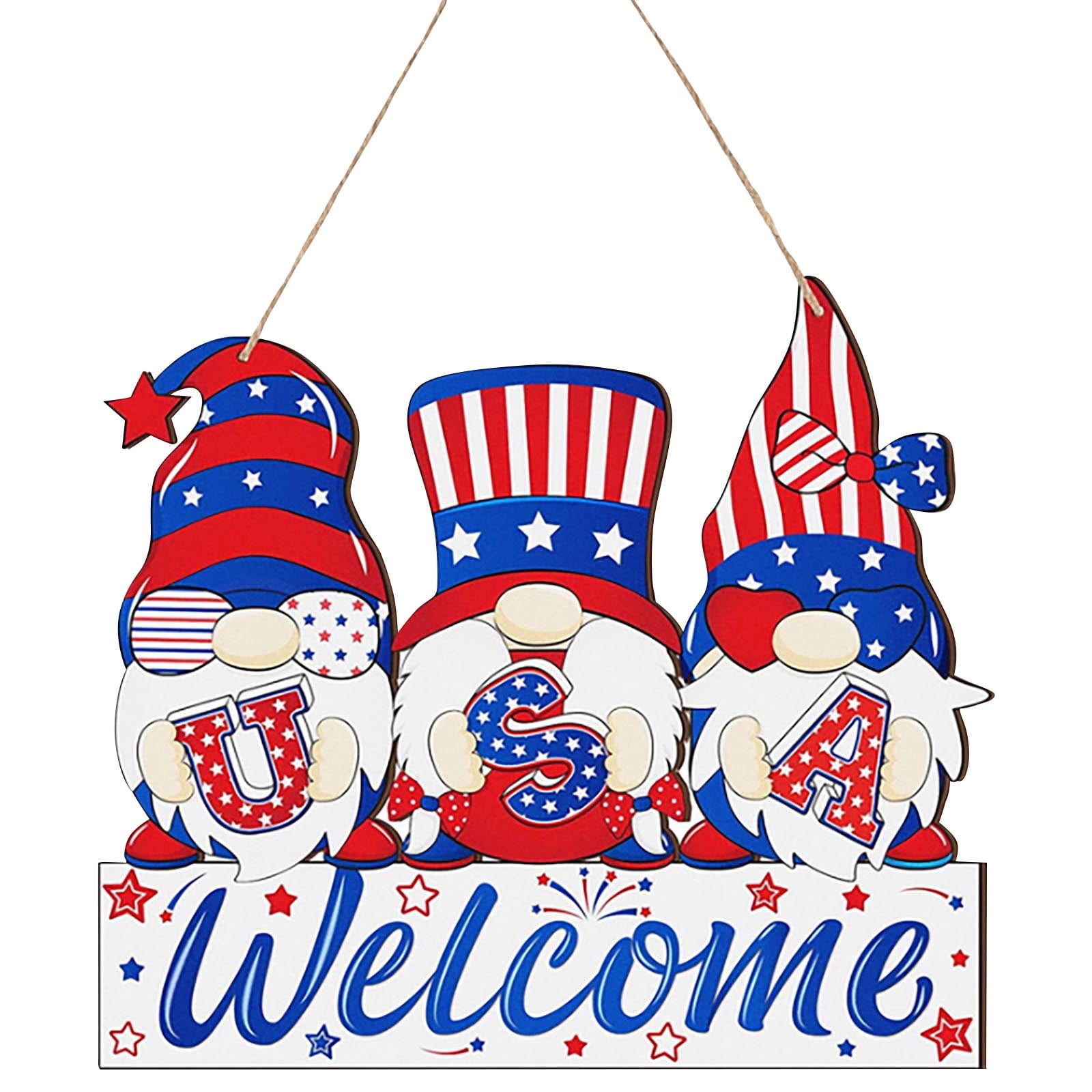 Realhomelove 4th of July Welcome Door Decor Independence Day Gnome Door ...