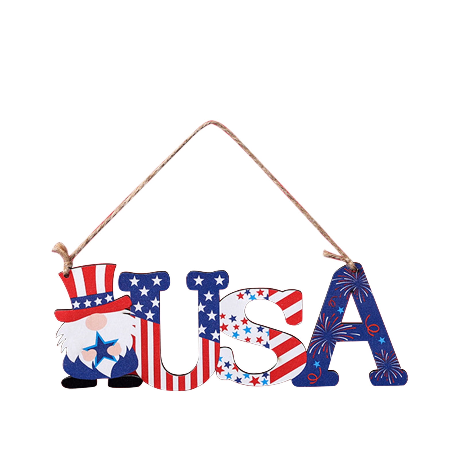 Realhomelove Patriotic Sign 4th of July Hanging Sign Patriotic Wooden ...
