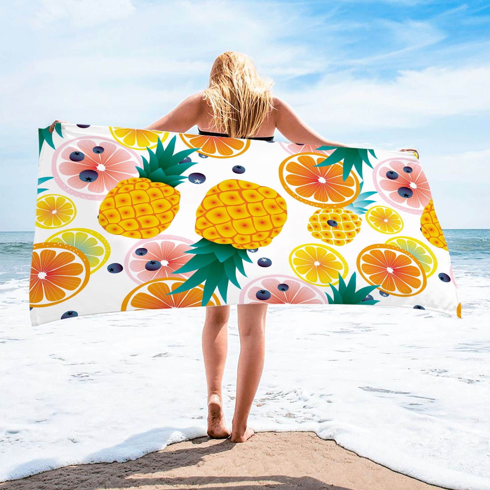 Realhomelove Tropical Yellow Pineapple Pattern Beach Towel – Unique ...