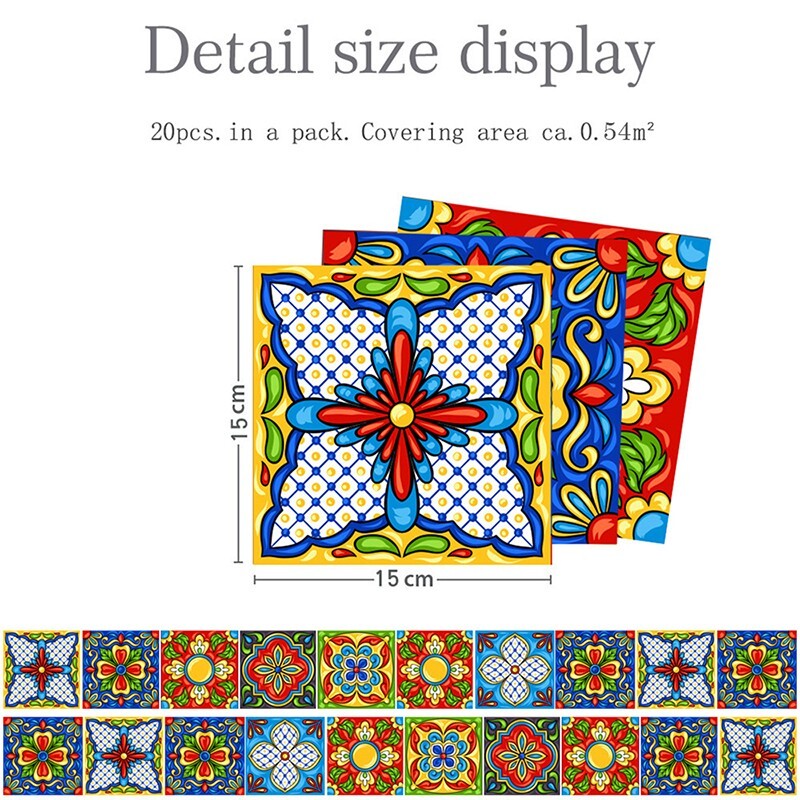 Reali 20pcs Mexican Peel & Stick Self Adhesive Tile Stickers Kitchen ...