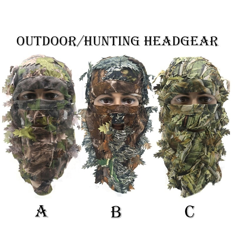 Reali 3D Ghillie Mask Face Camo Leaves Woods for Paintball Outdoor ...