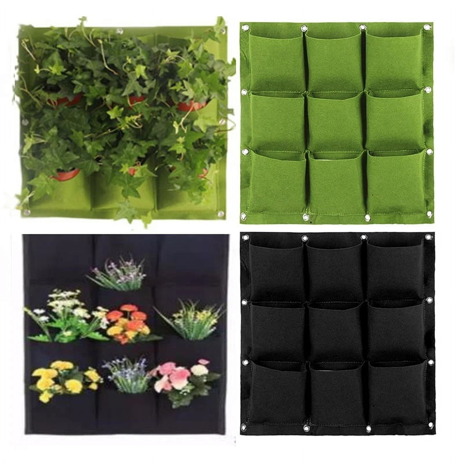 Reali 9 Pockets Wall Hanging Planting Pot Green black Plant Grow ...