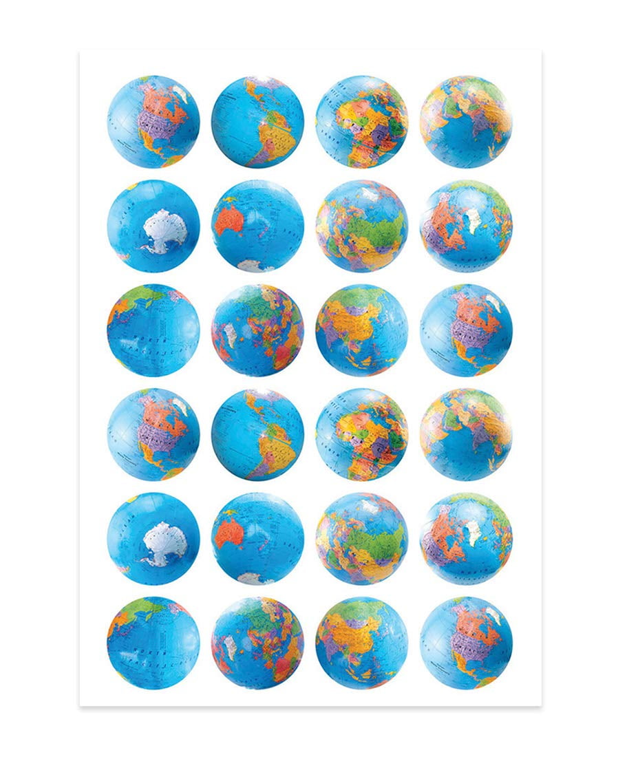 Realistic 1.125" Self-Adhesive Globe Stickers - 72 Count - Walmart.com