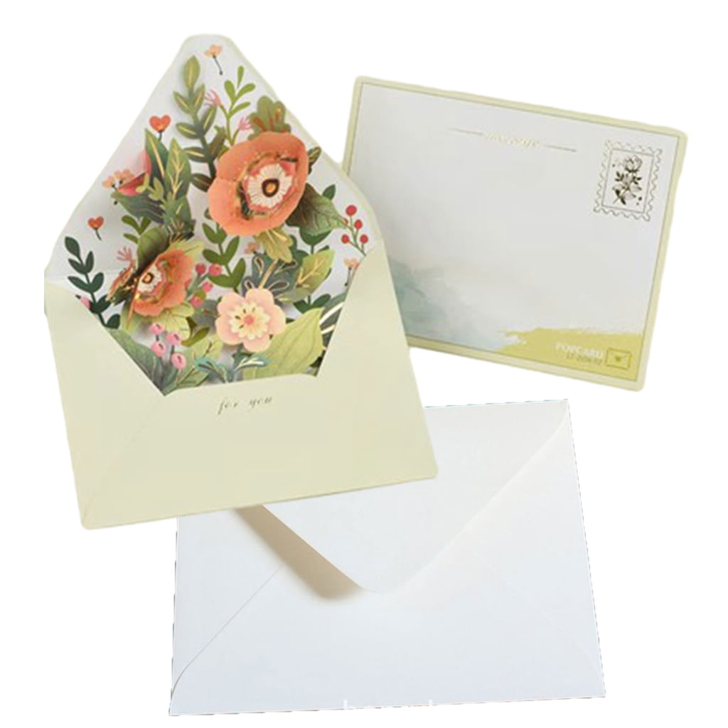 Realistic 3D Effect Folding Greeting Card with Envelope for Holiday ...