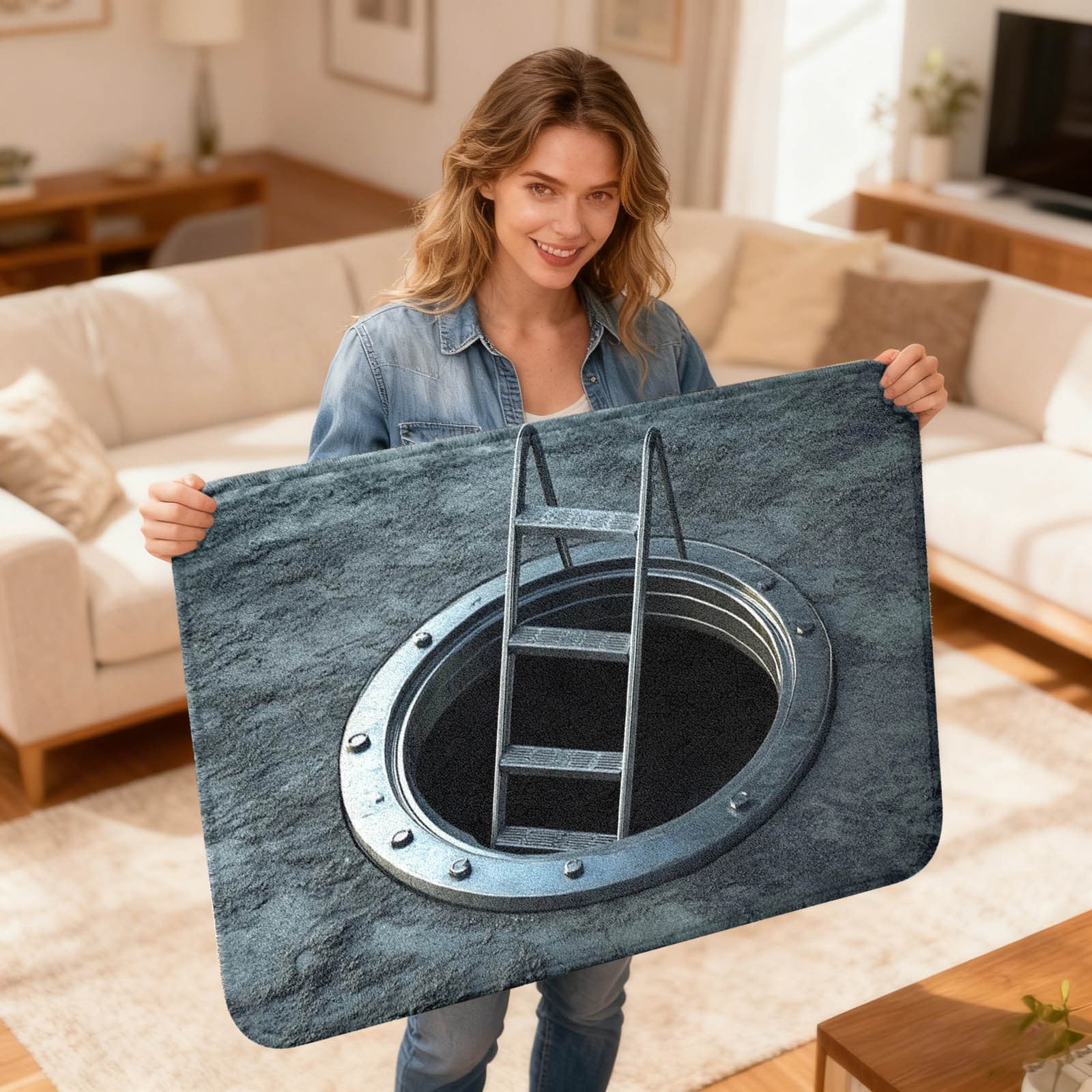 Realistic Abyss Trap Door Mat, 1 Count, 16 x 24 Inch, 3D Visual ...