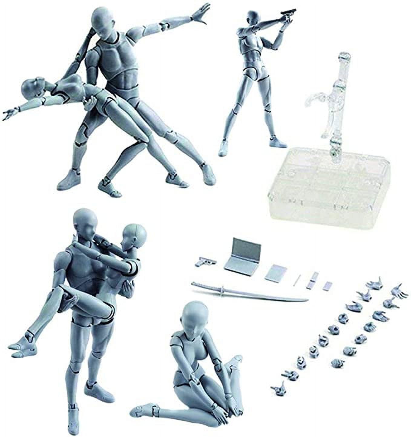 Realistic Action Figures Body-Kun DX & Body-Chan DX PVC Model SHF(Grey Color) with Box Drawing ...
