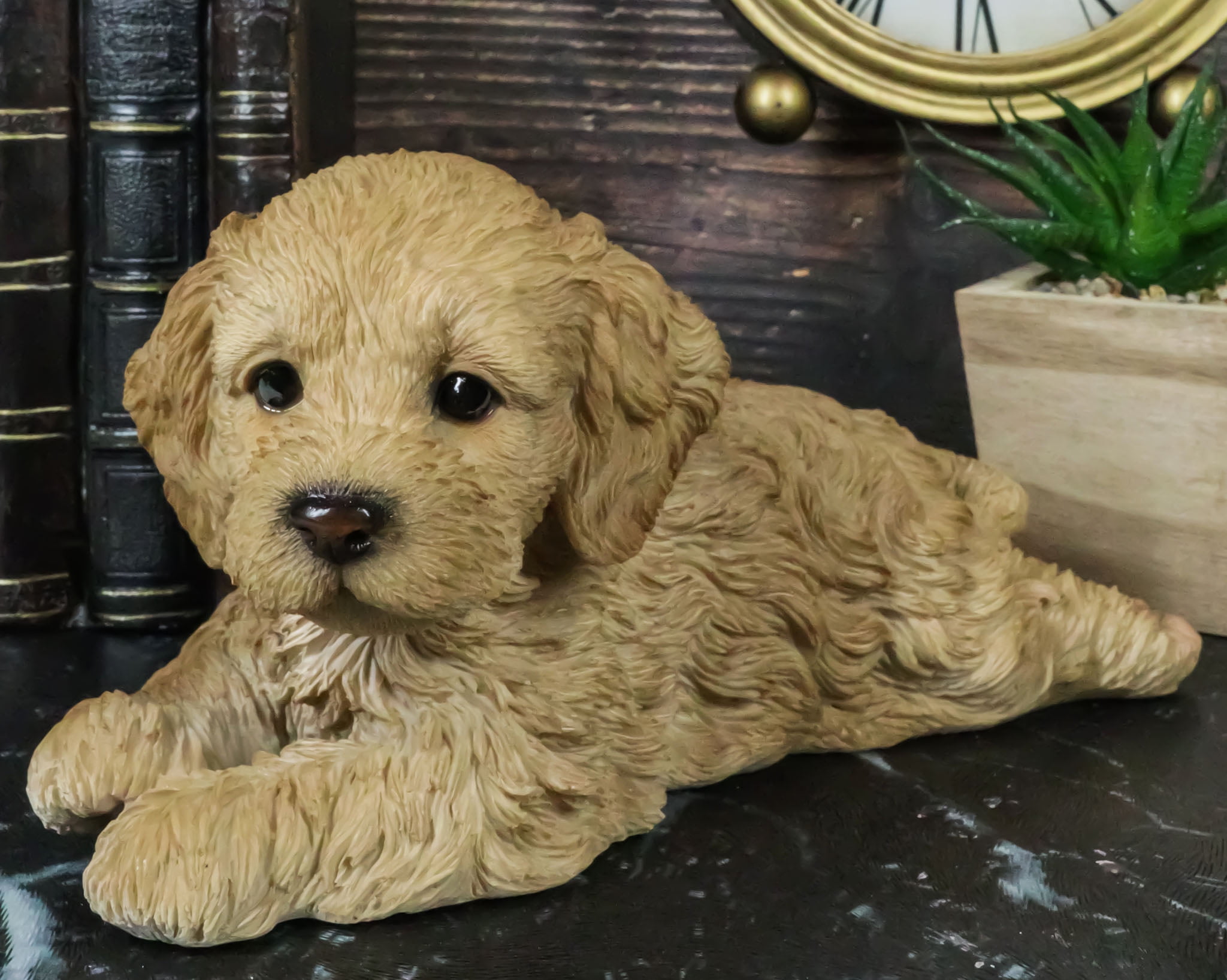 Realistic Adorable Cockapoo Spoodle Puppy Dog Lying On Belly Figurine ...