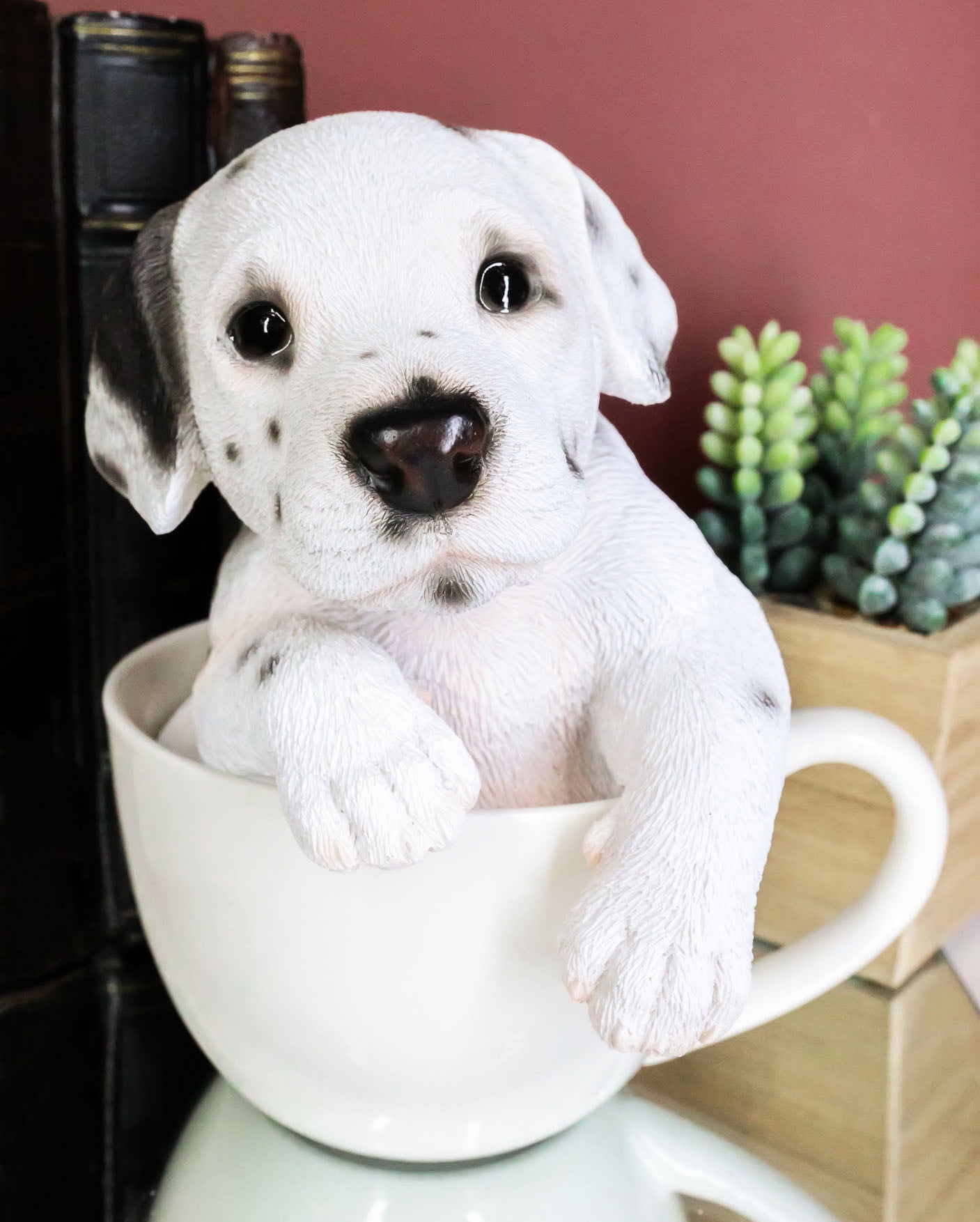 Realistic Adorable Spotted Dalmatian Puppy Dog in Teacup Statue 6" Tall ...