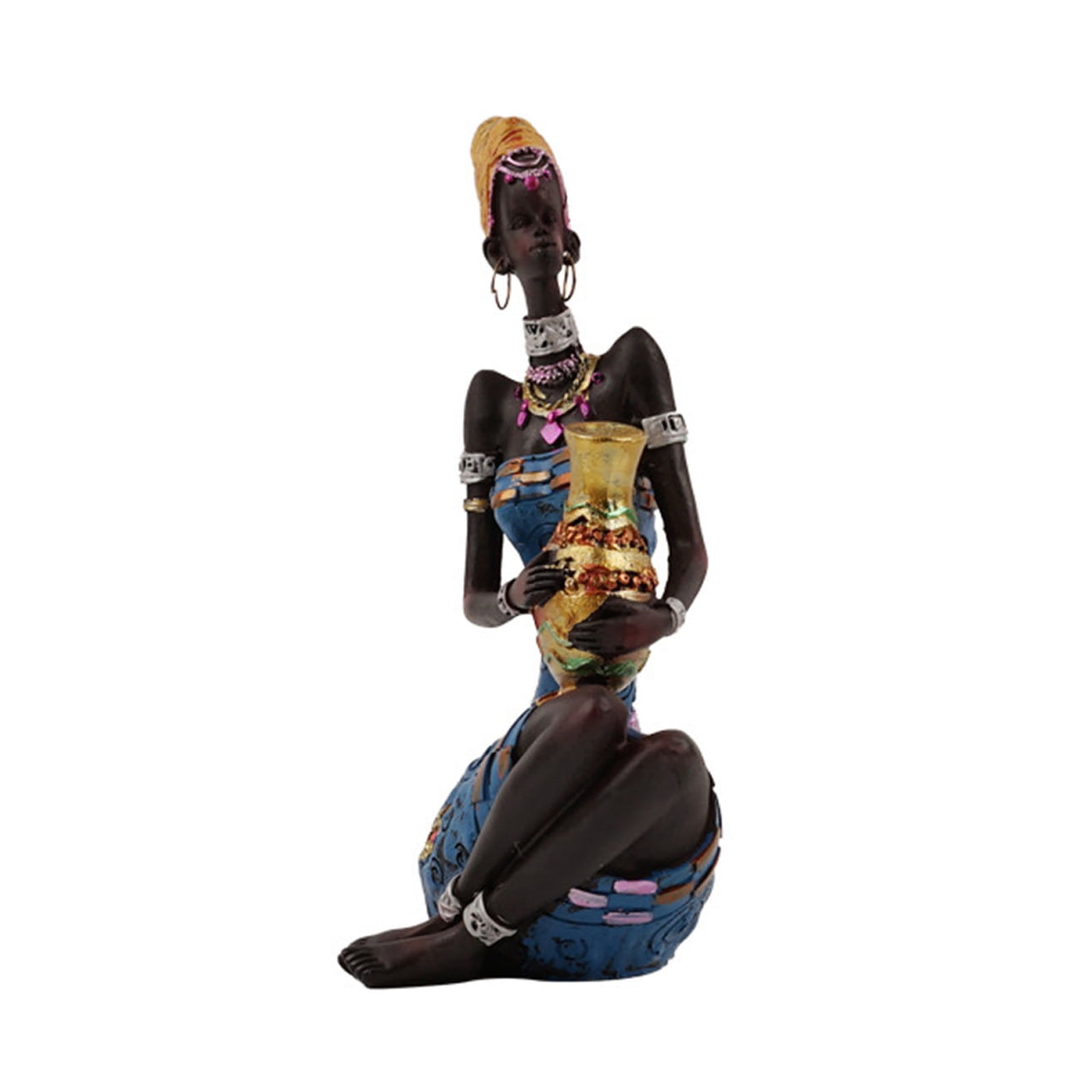 Realistic African Figure Woman Statue Tribal Art Figure Resin Crafts ...