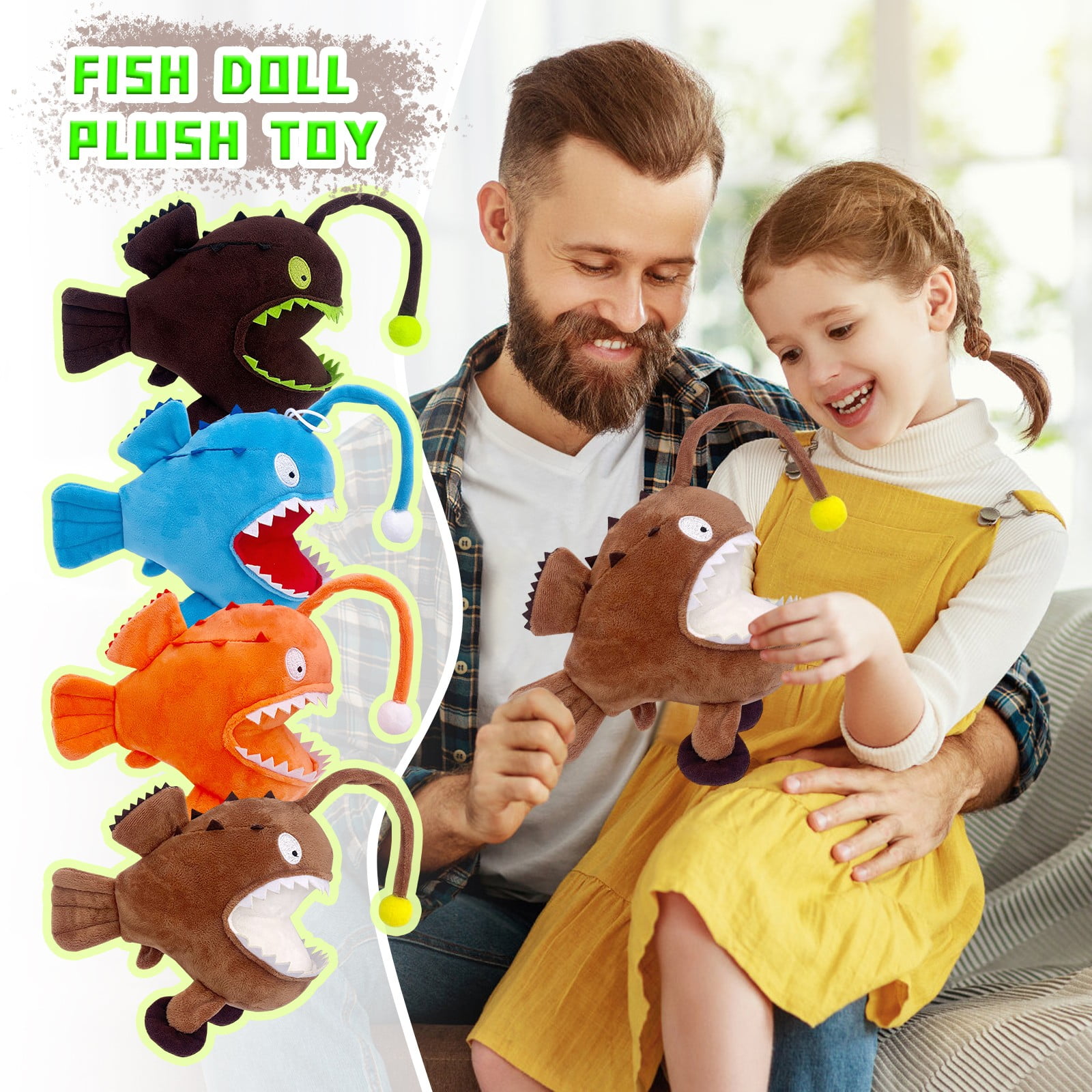 Realistic Angler Fish Stuffed Animal Doll, Simulation Anglerfish Plush ...