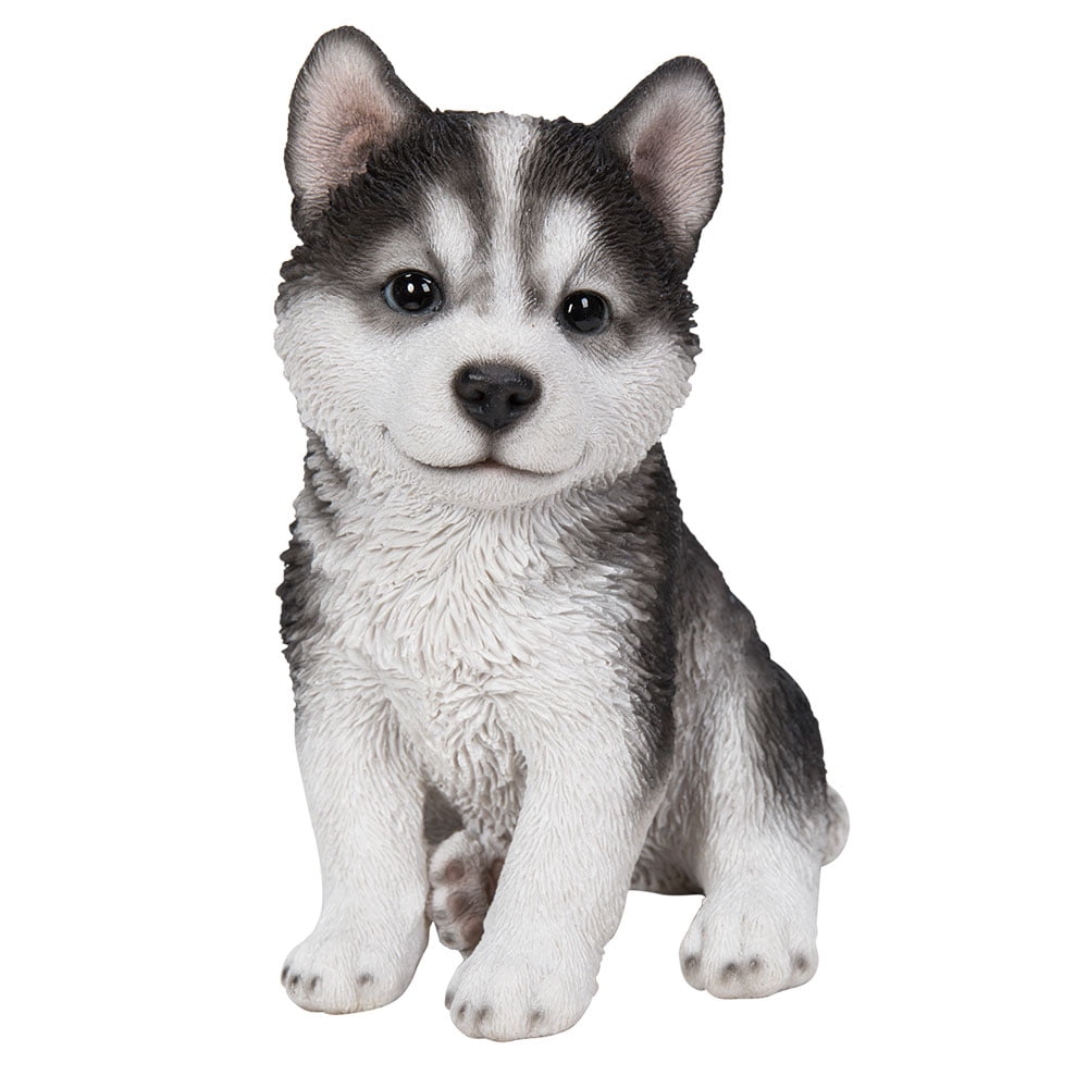 Realistic Animal Sitting Husky Puppy Collectible Home Decor Figurine ...