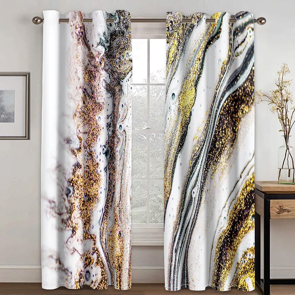 Realistic Anti-marble Texture 3D Digital Printed Curtain Living Room ...