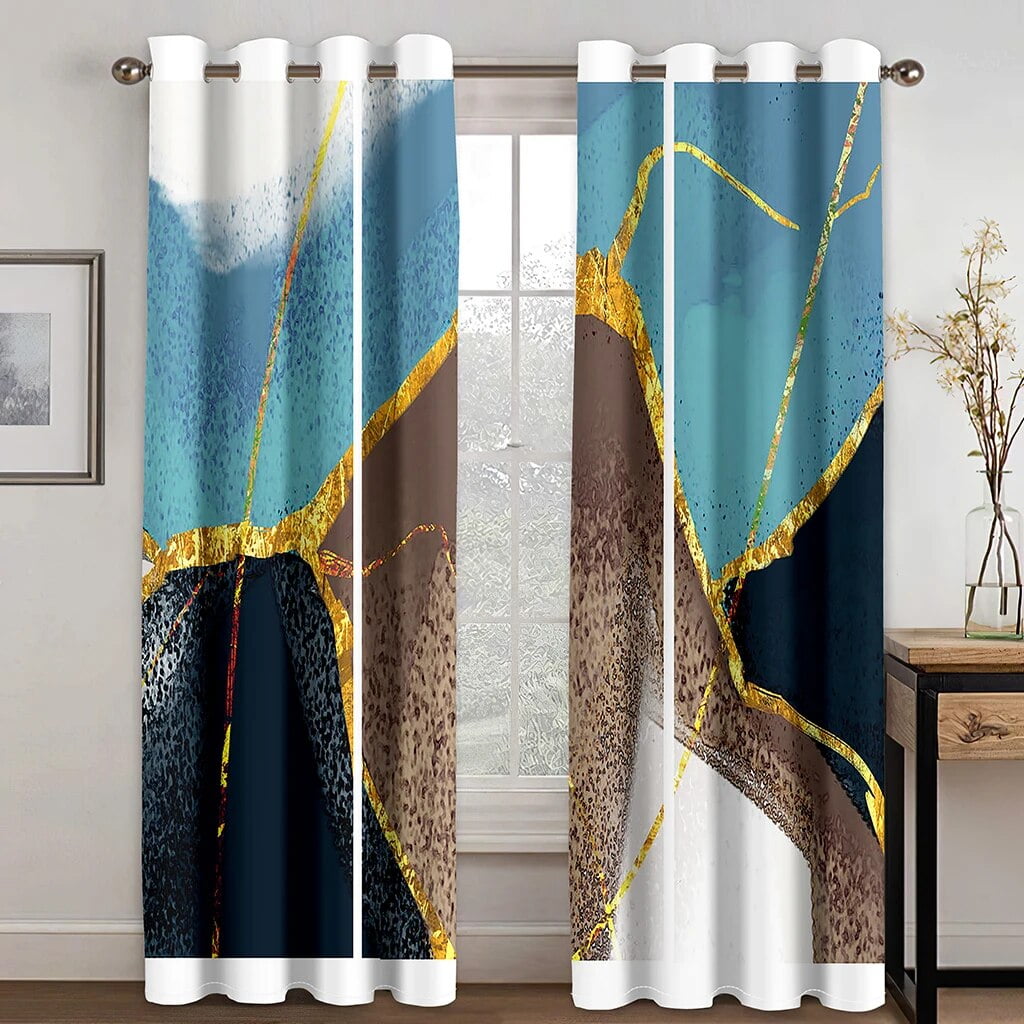 Realistic Anti-marble Texture 3D Digital Printed Curtain Living Room ...
