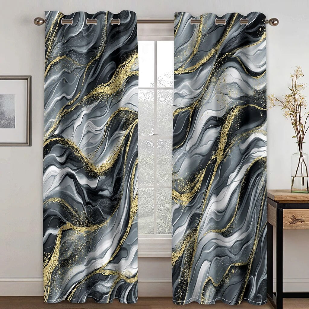 Realistic Anti-marble Texture 3D Digital Printed Curtain Living Room ...