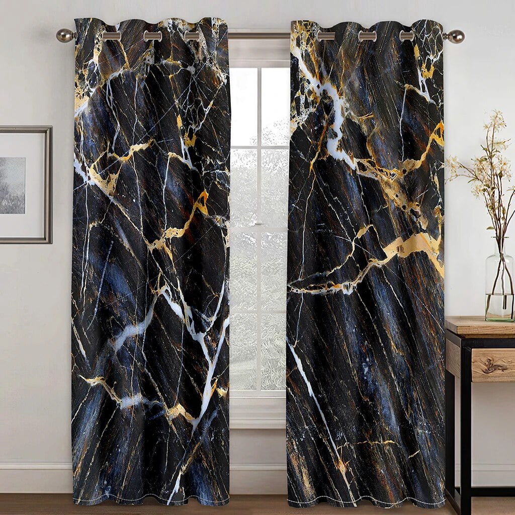 Realistic Anti-marble Texture 3D Digital Printed Curtain Living Room ...