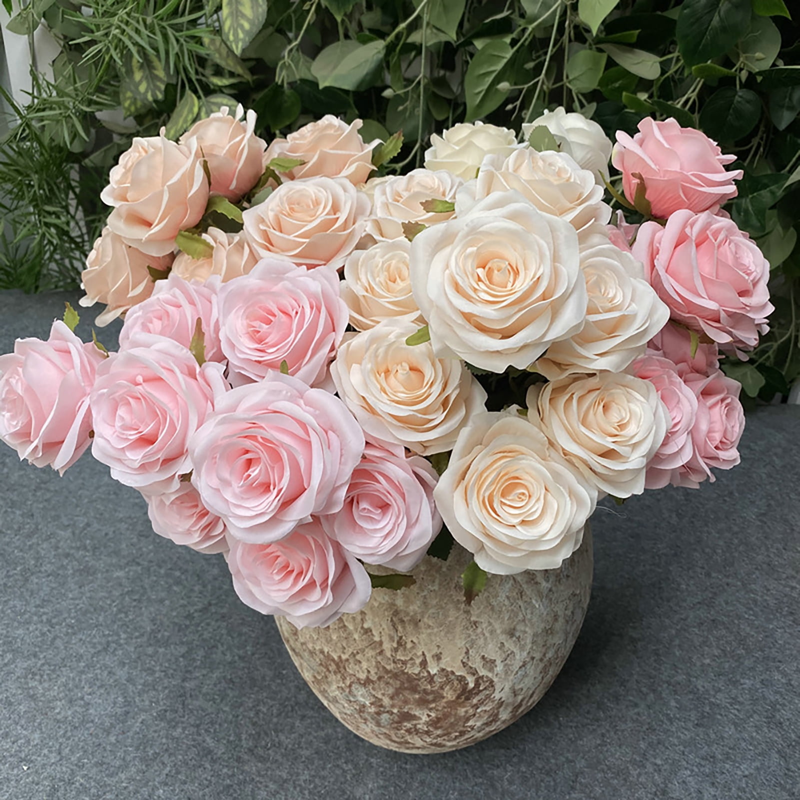 Realistic Artificial Flower Refreshing No Watering 9 Heads Multi Layers ...