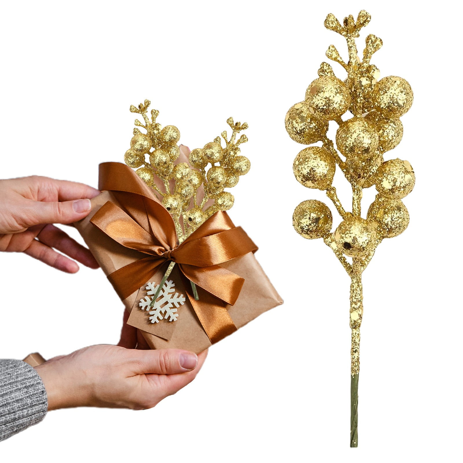 Realistic Artificial Flowers,Sparkling Berry Stems Artificial Christmas ...