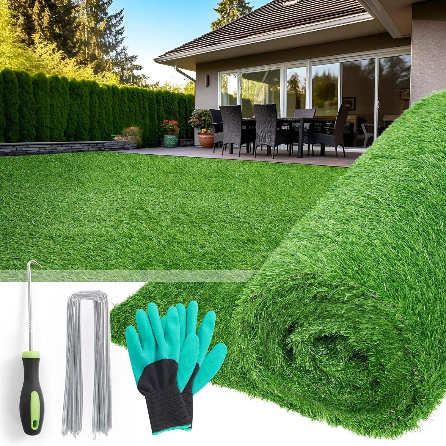 Realistic Artificial Grass Mat Customized Sizes,6ft x10ft Synthetic ...