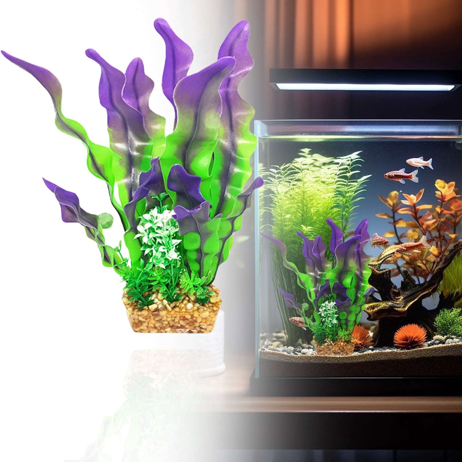 Realistic Artificial Kelp for Aquariums - 14.17 Inch Tall Plastic ...