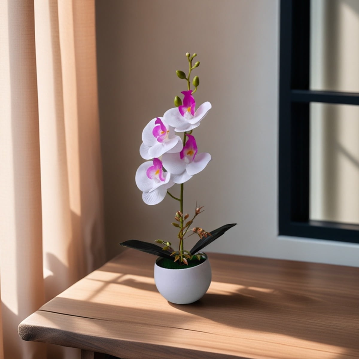 Realistic Artificial Orchid Potted Plant with Plastic Pot for Home ...