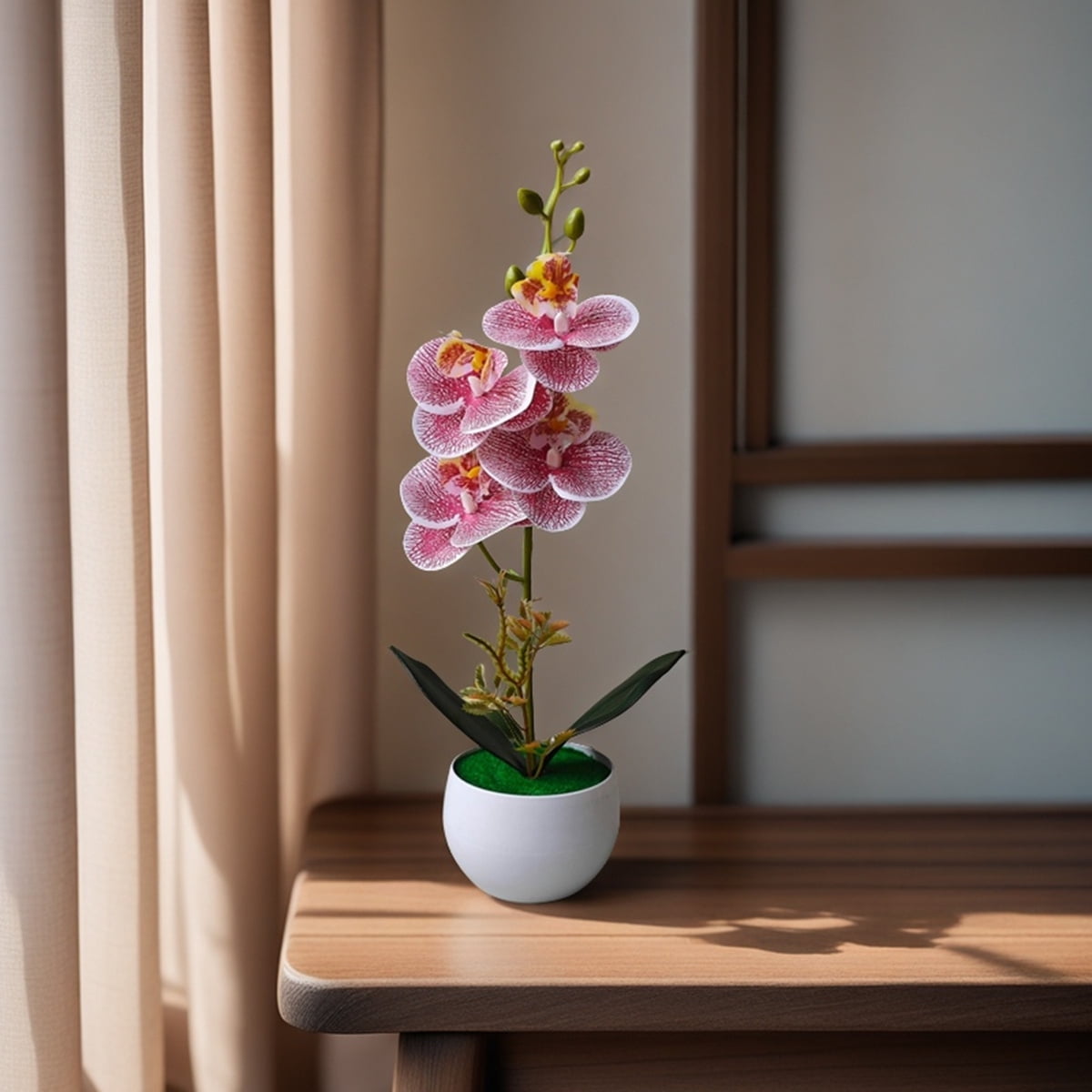 Realistic Artificial Orchid Potted Plant with Plastic Pot for Home ...