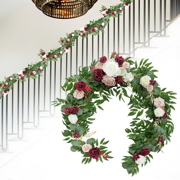 Realistic Artificial & Rose Greenery Garland For Wedding Table Chair ...