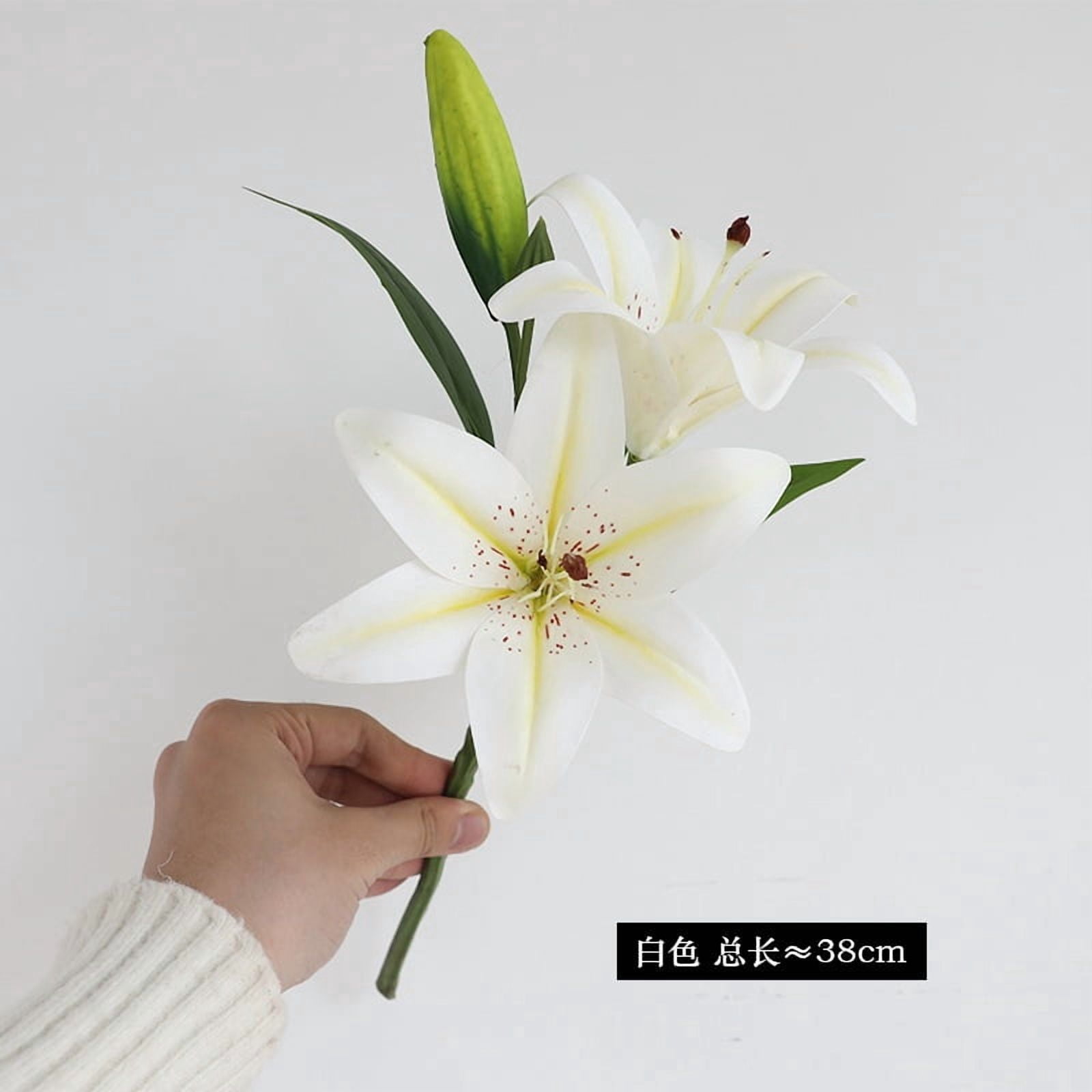 Realistic Artificial Tiger Lilies - 6 Long Stems with 2 Flowers and 1 ...