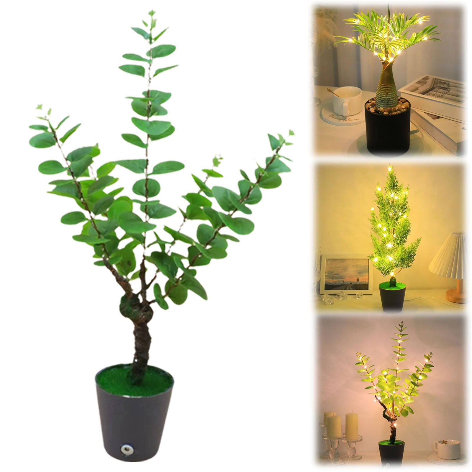 Realistic Artificial Tree Lamp, Usb Powered Decor Money Leaf, Realistic ...