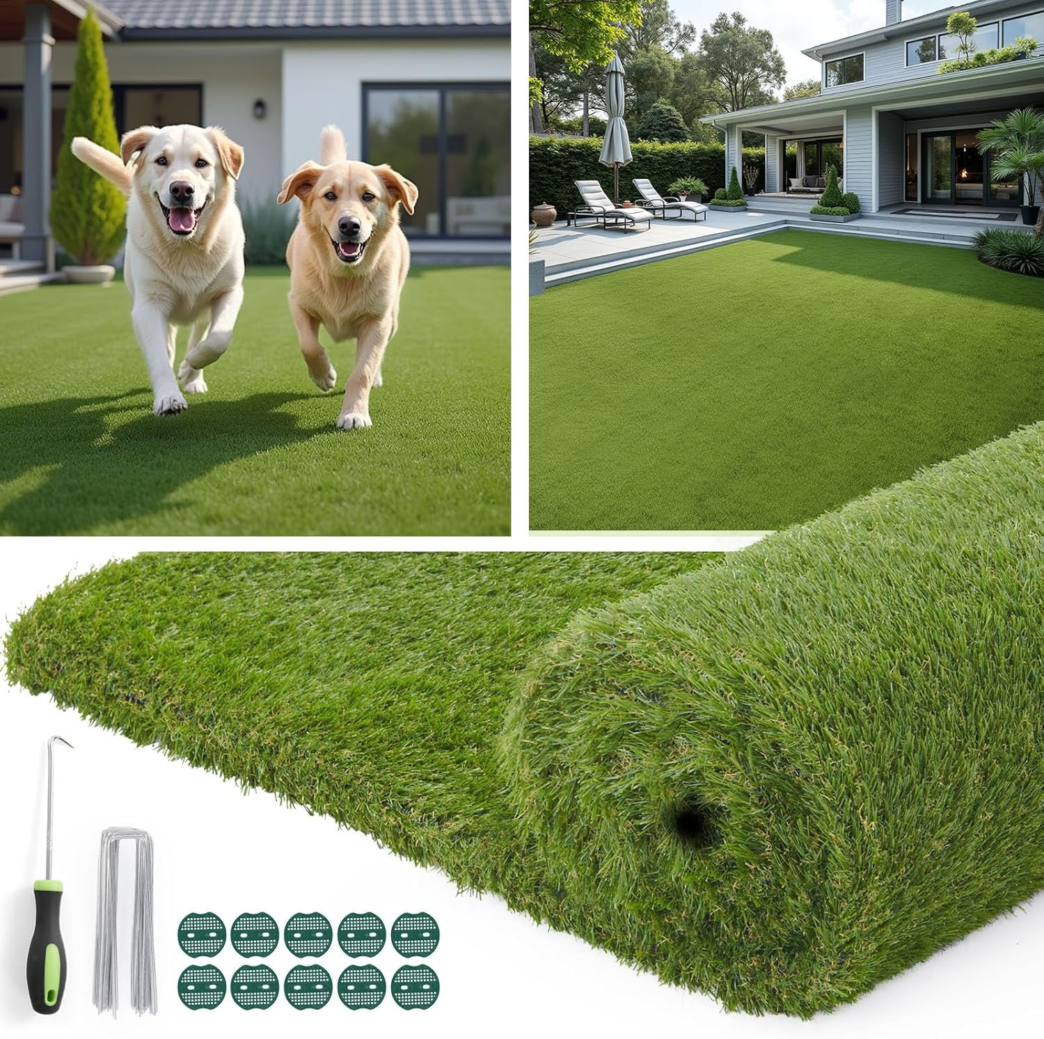 Realistic Artificial Turf Grass Indoor Outdoor - Fake Grass Rug with ...