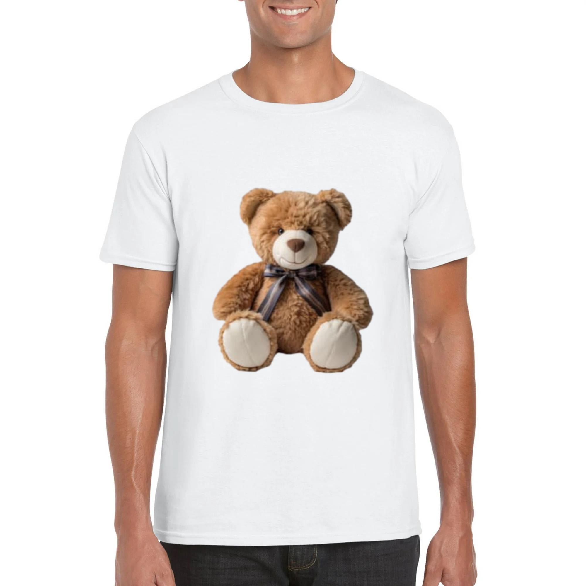 Realistic Artwork Of A Cute Teddy Bear Bear With A Bow T-Shirt, for men ...