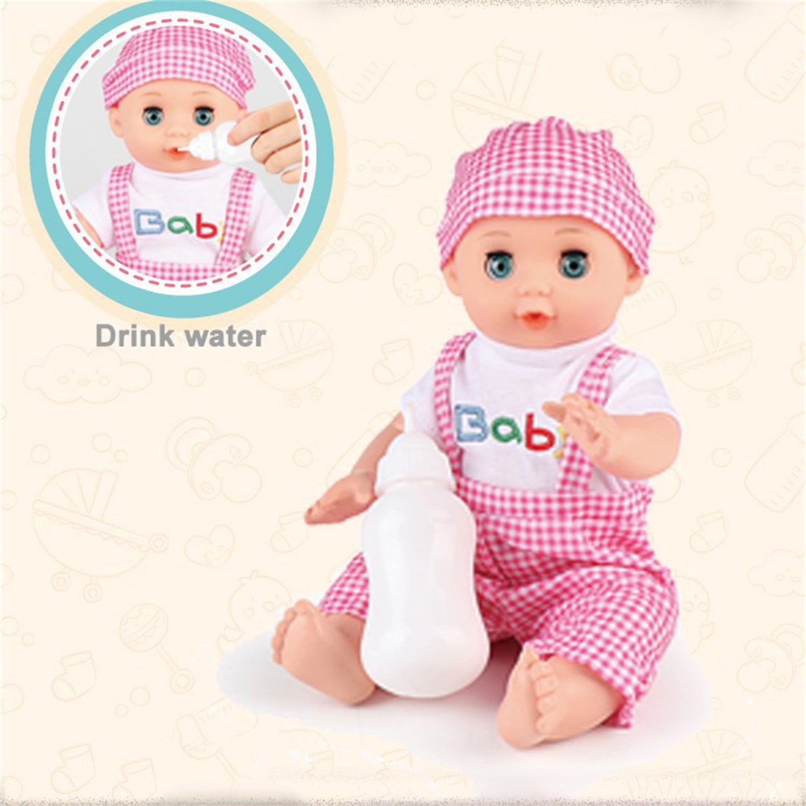 Realistic Baby Girl Doll Toy A 14-inch Live-eye Water-drinking Baby ...
