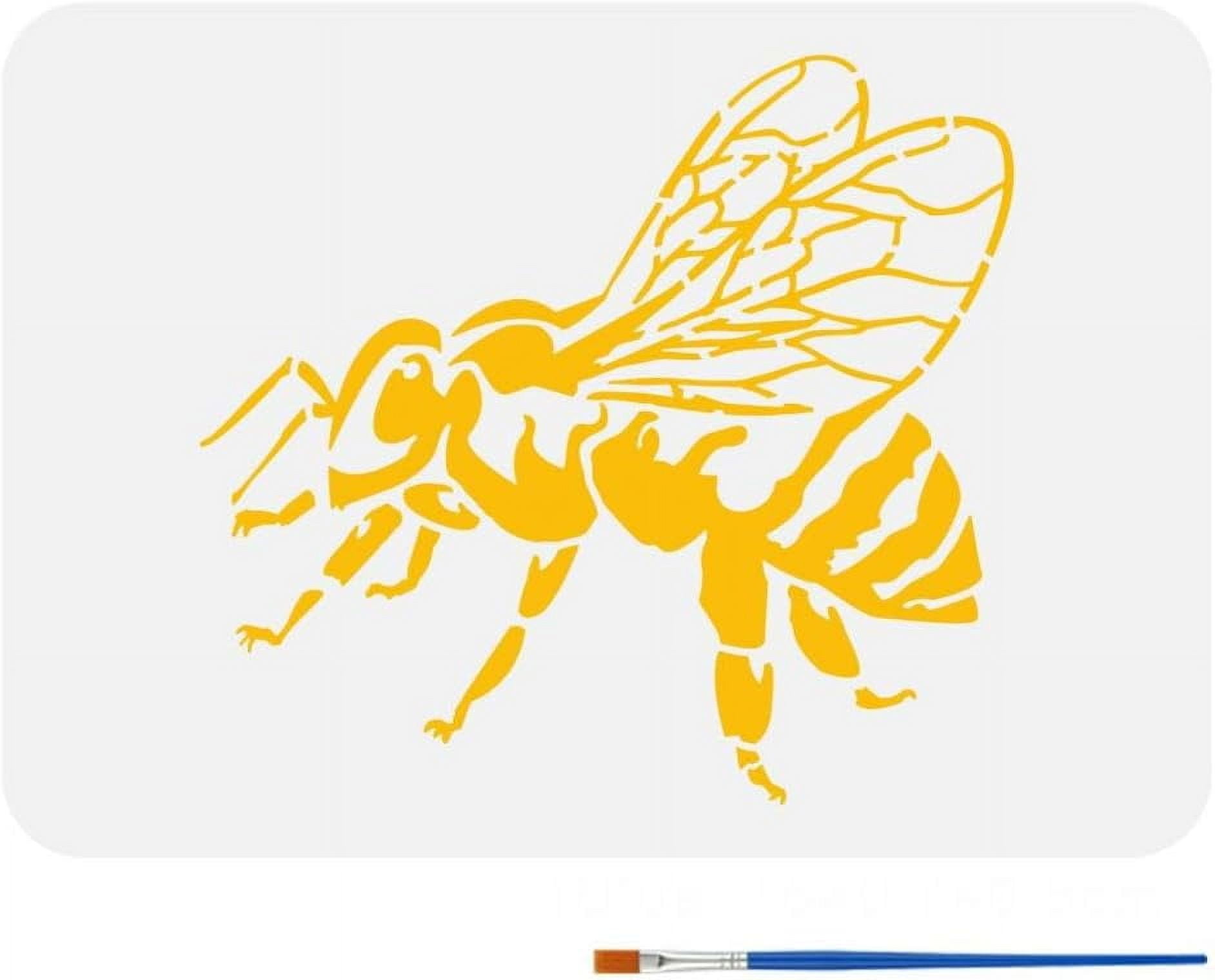 Realistic Bee Stencil with Art Paint Brush 8.3x11.7 inch Reusable Honeybee Drawing Template for ...