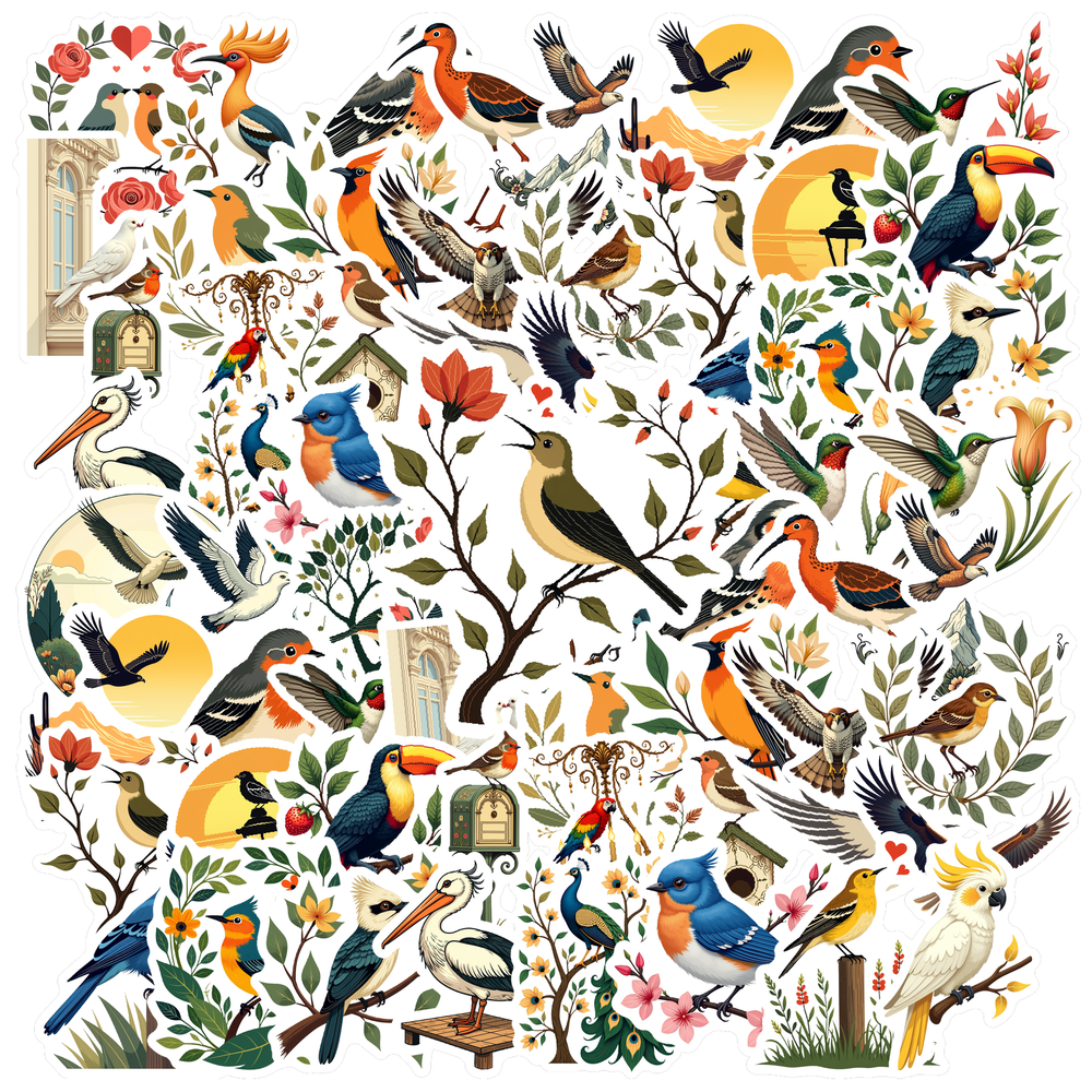 Realistic Bird Theme Stickers, Waterproof Bird Theme Sticker for Water ...