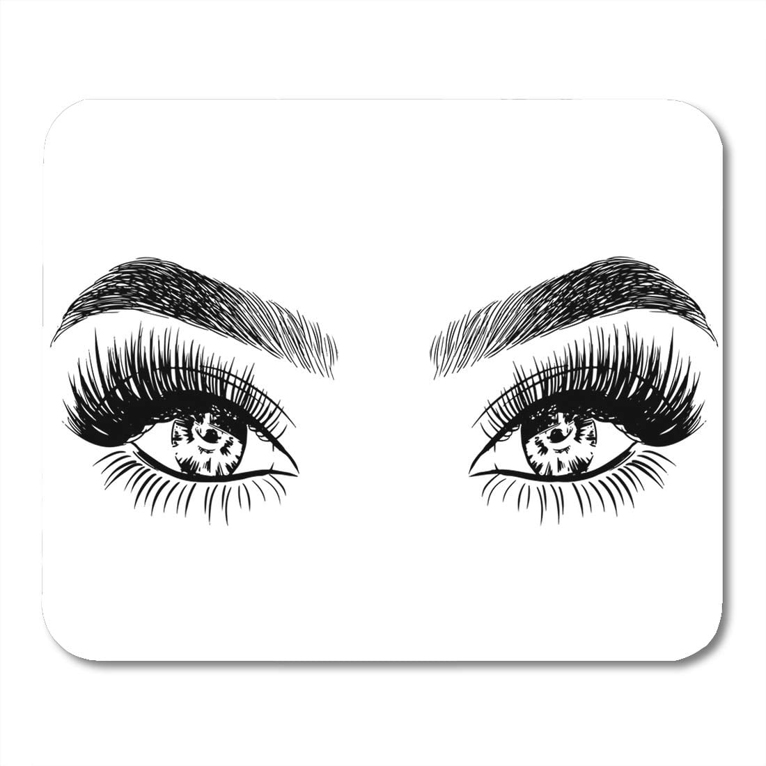 Realistic Black Eyelash of Woman Eyes and Brows Brown Eyebrow ...