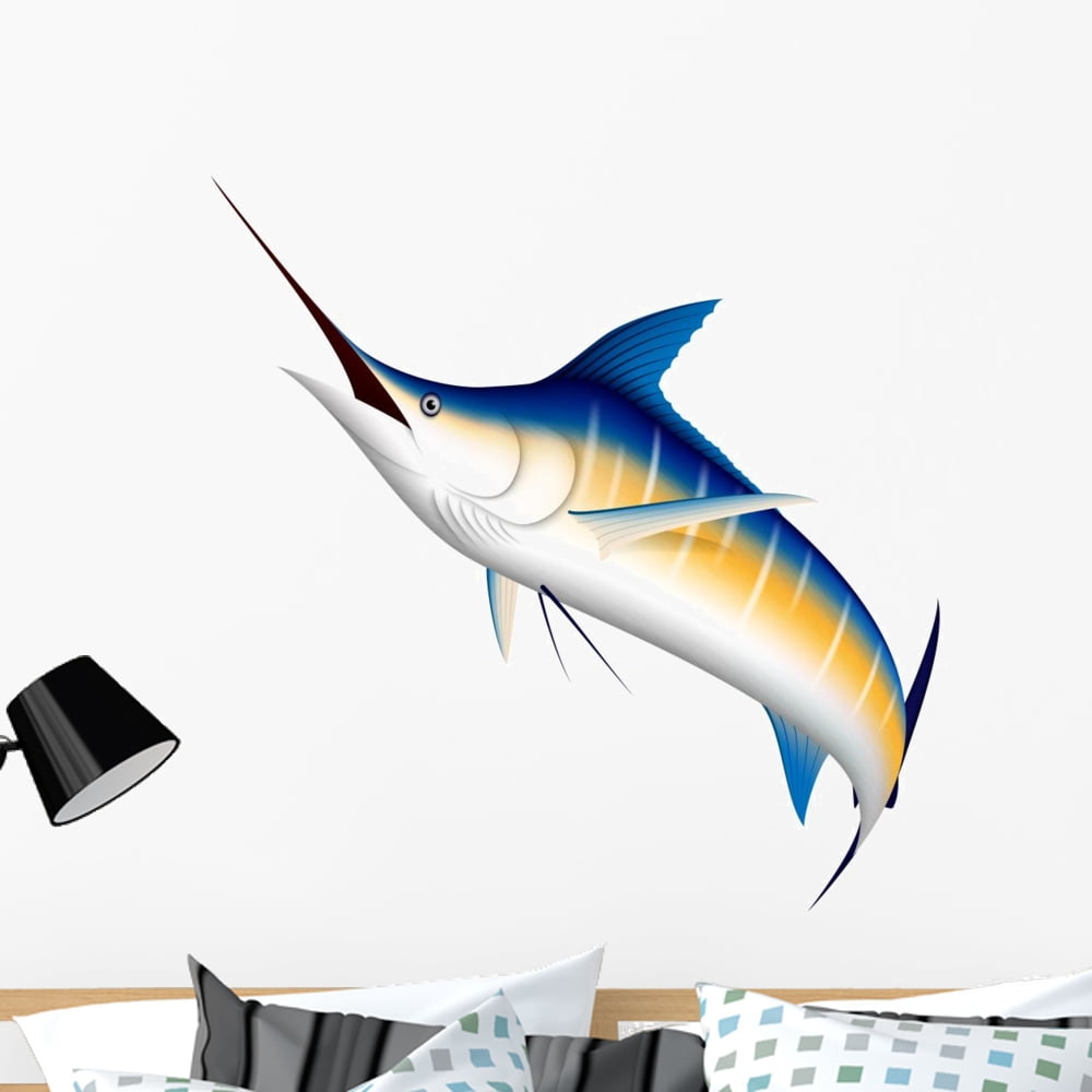 Realistic Blue Marlin Fish Wall Mural by Wallmonkeys Peel and Stick ...