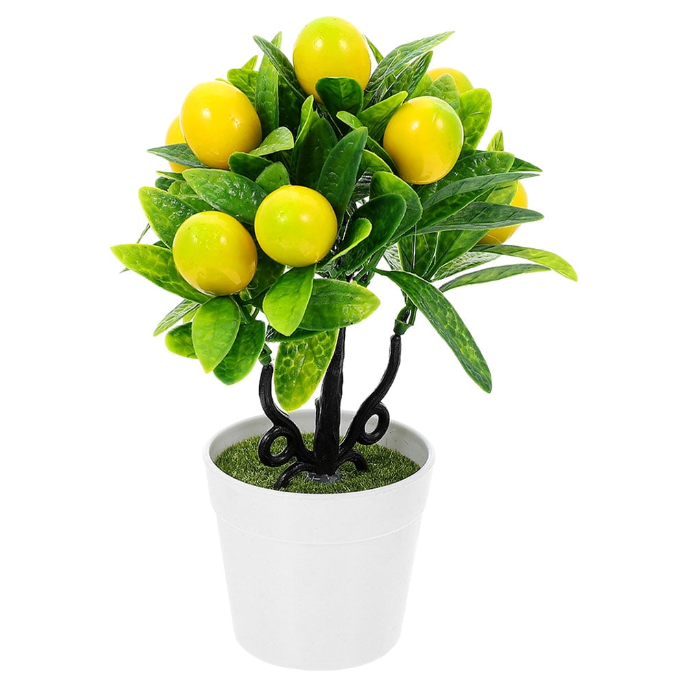 Realistic Bonsai Artificial Lemon Tree Fake Fruit Tree Home Table ...