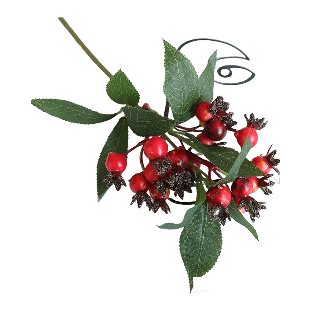 Realistic Branch Artificial Berries With Leaves Foam Fruit For ...