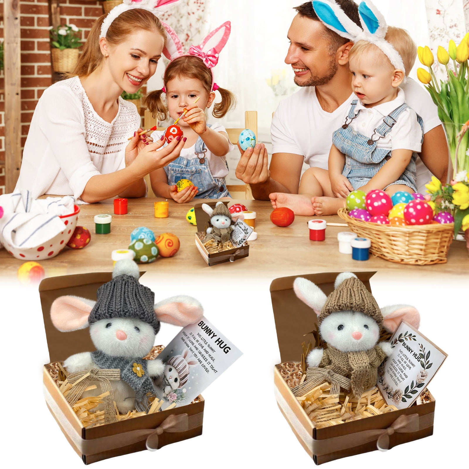Realistic Bunny Decor Mini Bunny Pocket Hug Cute Easter Gift with Card ...