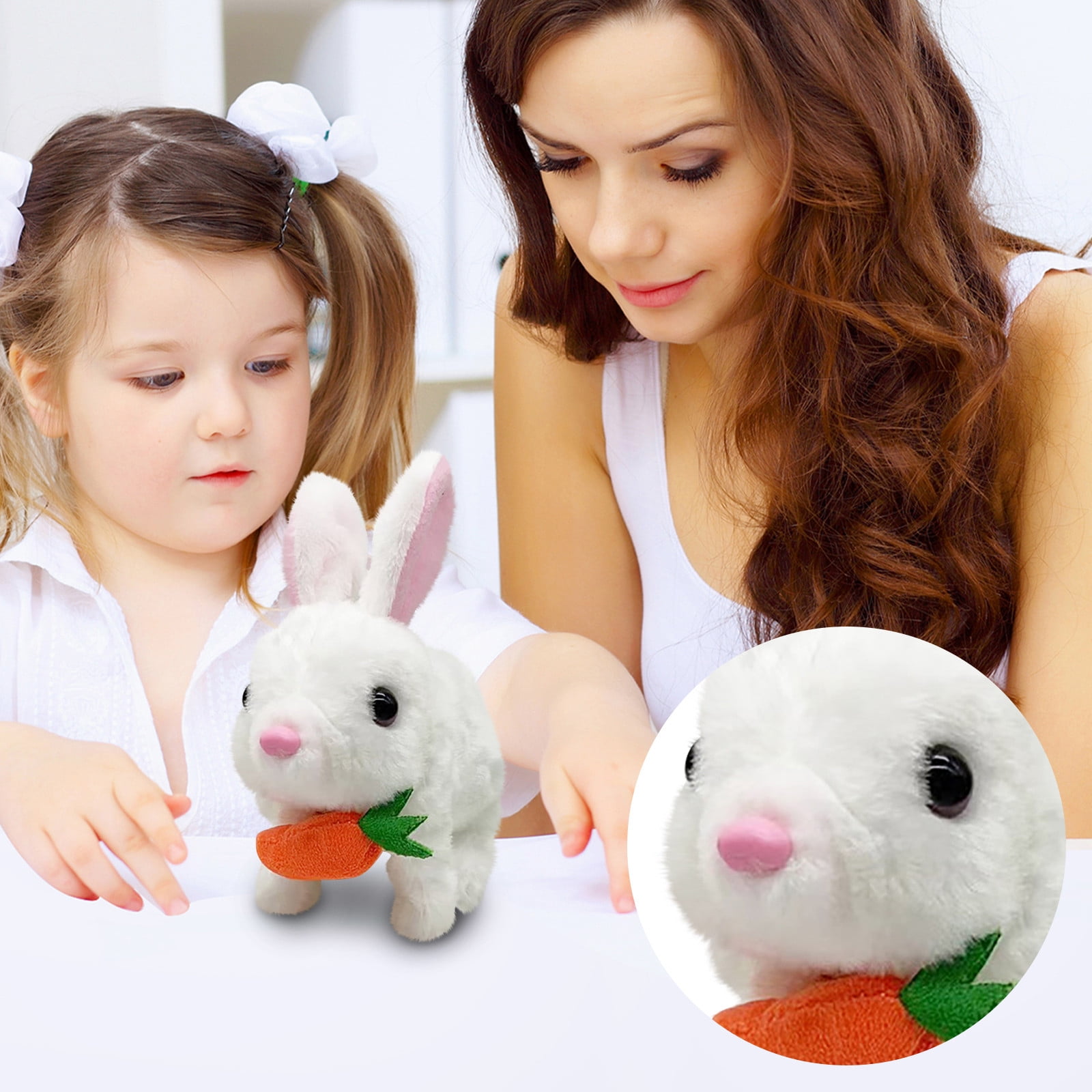 Realistic Bunny Stuffed Animal, Adorable Plush Bunny Rabbit Toy with ...
