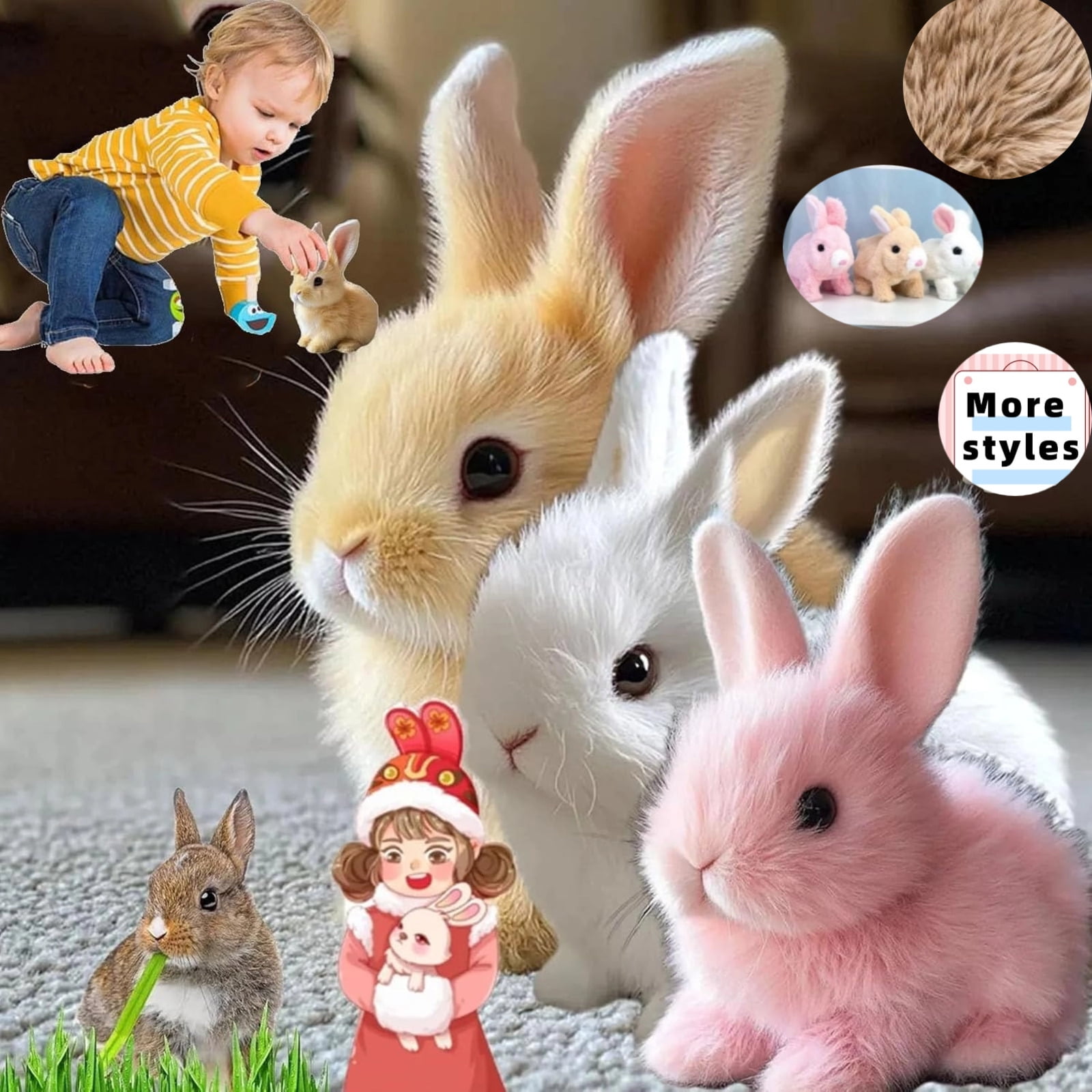 Realistic Bunny Stuffed Animal Toy , Easter Bunny Toys , Realistic ...