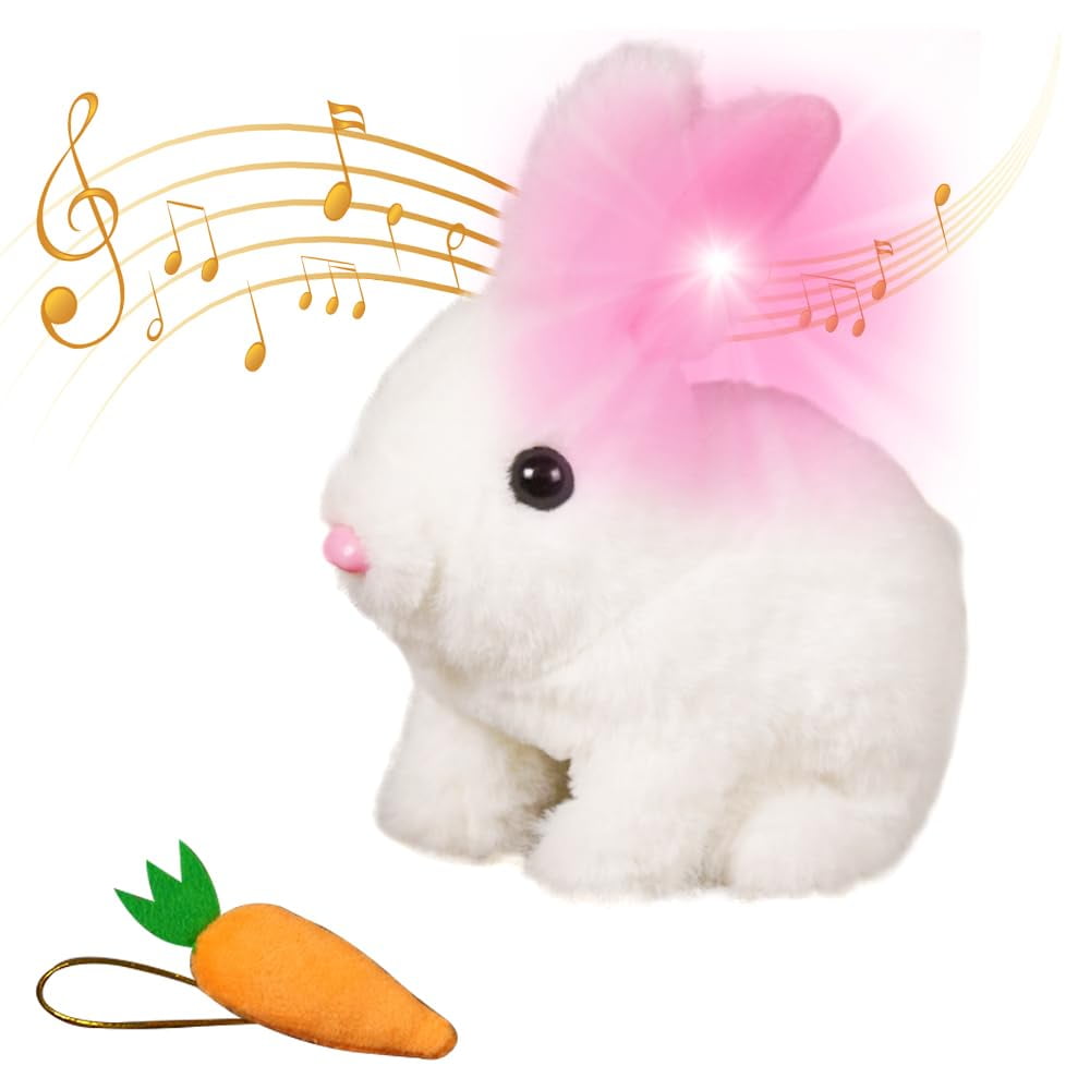 My Realistic Bunny Toy, 2025 New Realistic Bunny Plush, Glowing Jumping ...