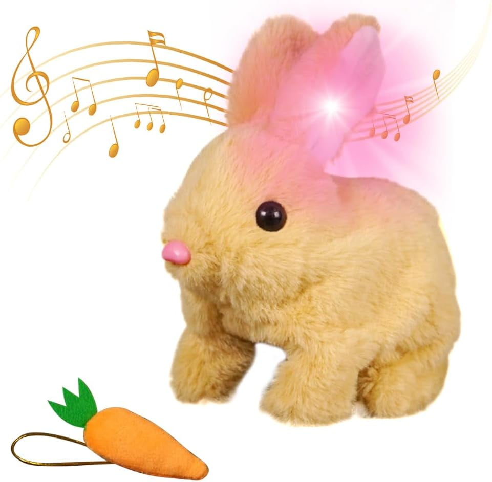 My Realistic Bunny Toy, 2025 New Realistic Bunny Plush, Glowing Jumping ...