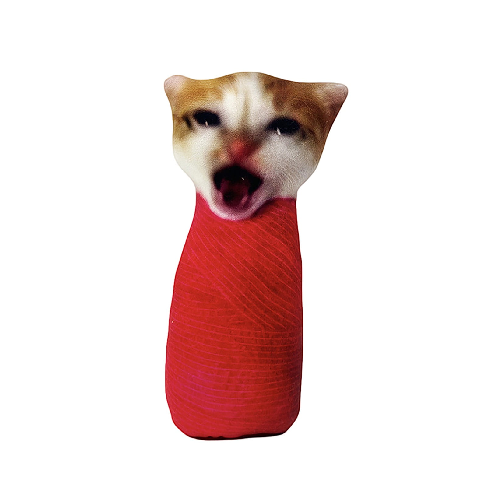 Realistic Cat Plush Toy Wrapped in Red Cloth, Meme-Inspired Stuffed ...