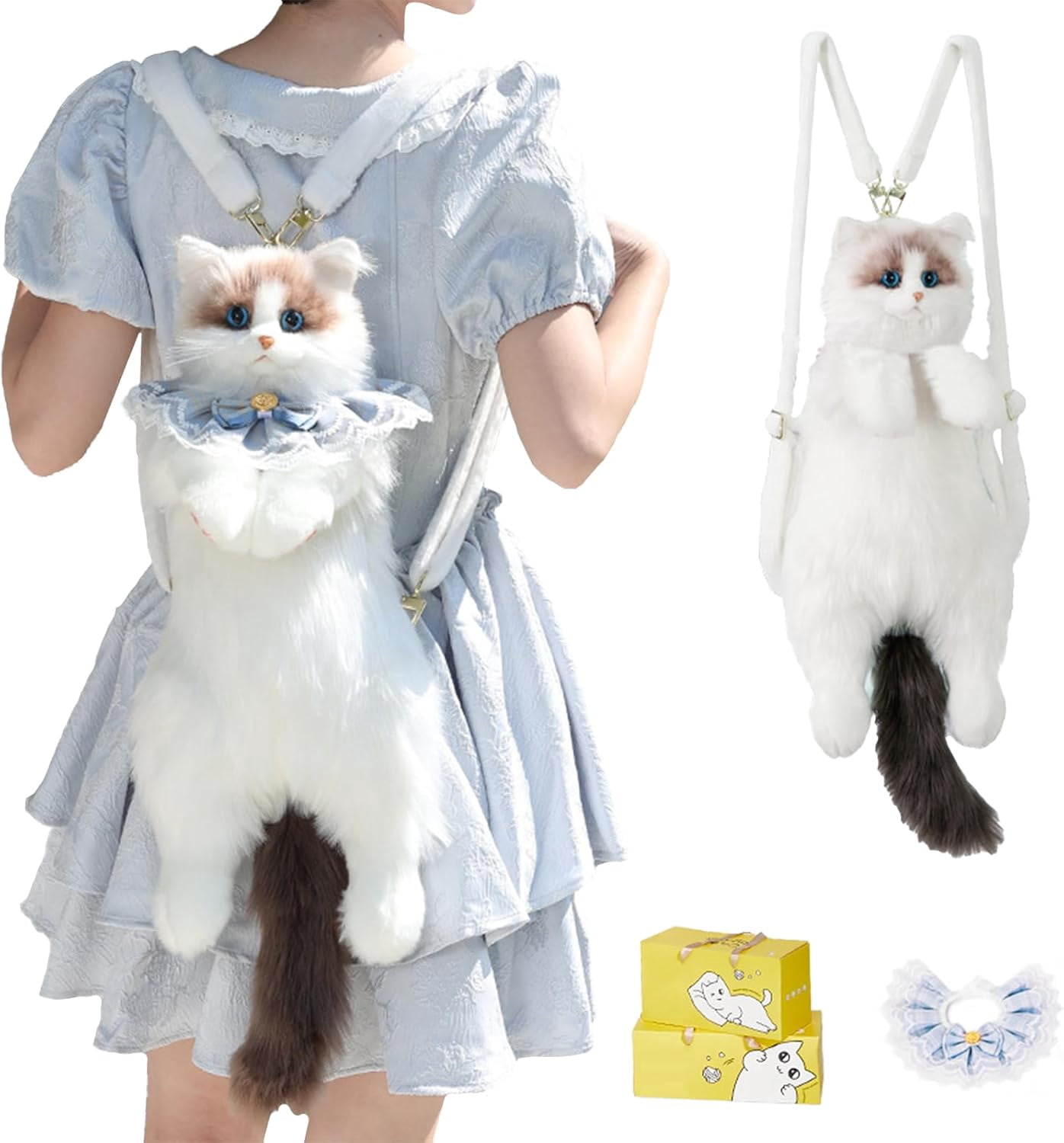 Realistic Cat Purse,Cute Cow Cat Backpack Plush Bag,Handcrafted,for ...