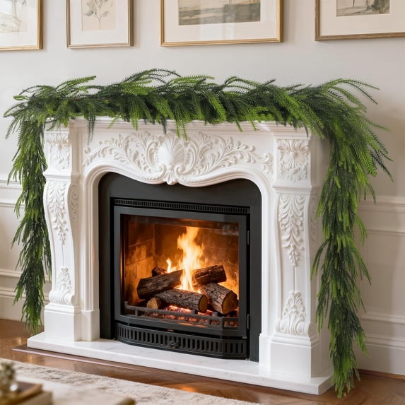 Realistic Christmas Garland, 1 Pcs 6 Ft Artificial Norfolk Pine Garland ...